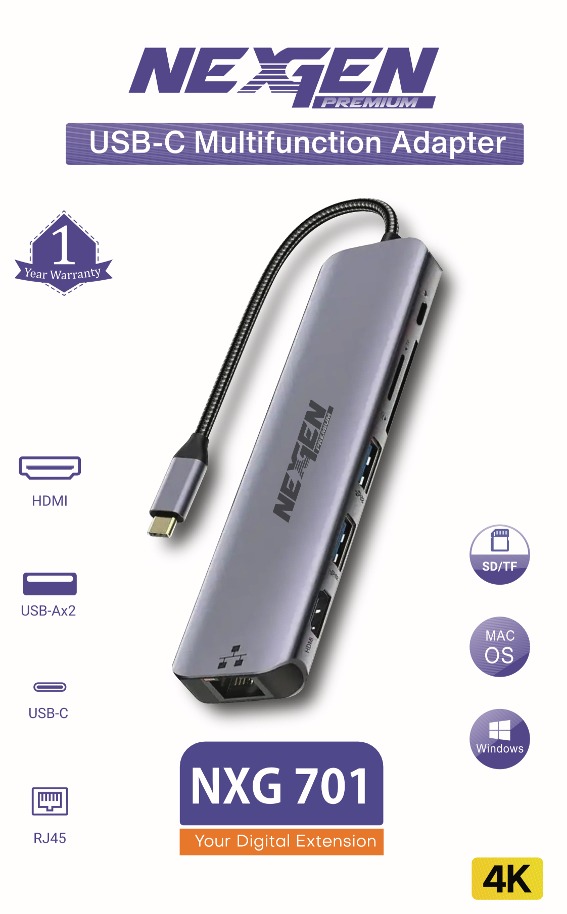 NEXGEN 7 in 1 USB C Docking Station in Nepal | SajiloShop