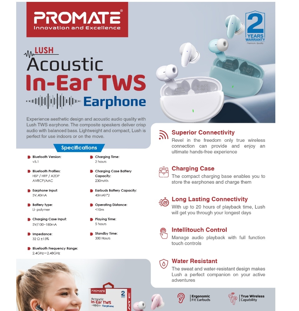 Promate Lush TWS Earbuds In Nepal - SajiloShop