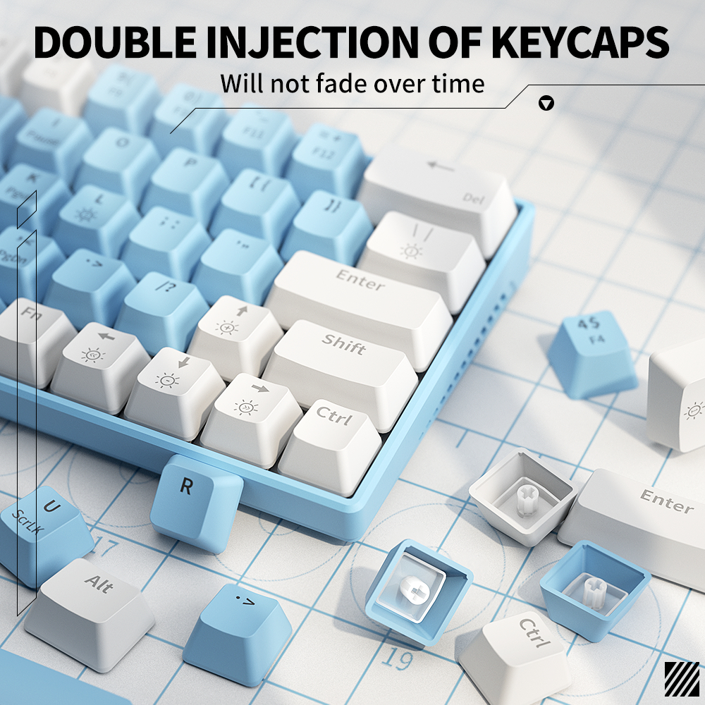 ZIFRIEND T62 Mechanical Keyboard 63 Key Blue Switch Rainbow Backlit ...