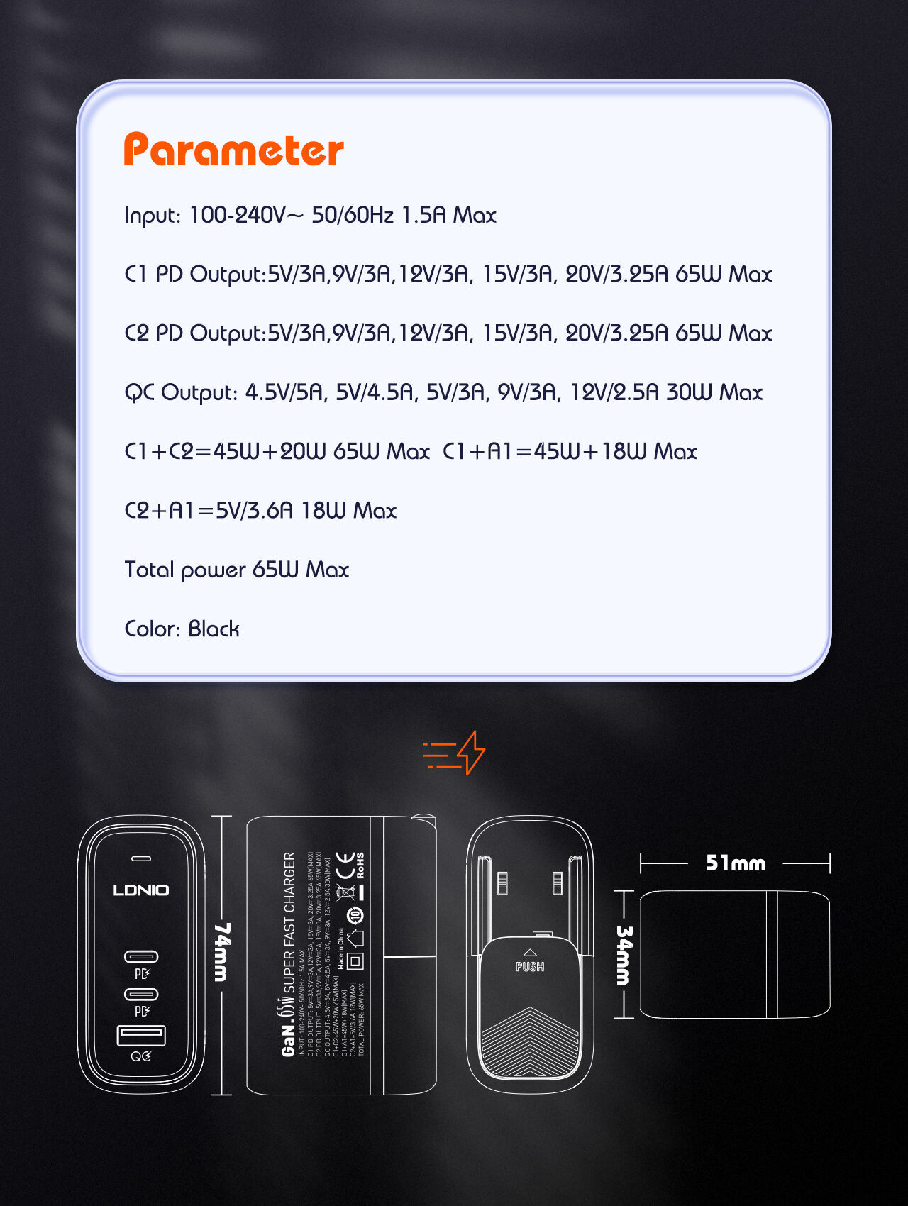 LDNIO Q366 65W GaN Supper Fast Charger - SajiloShop