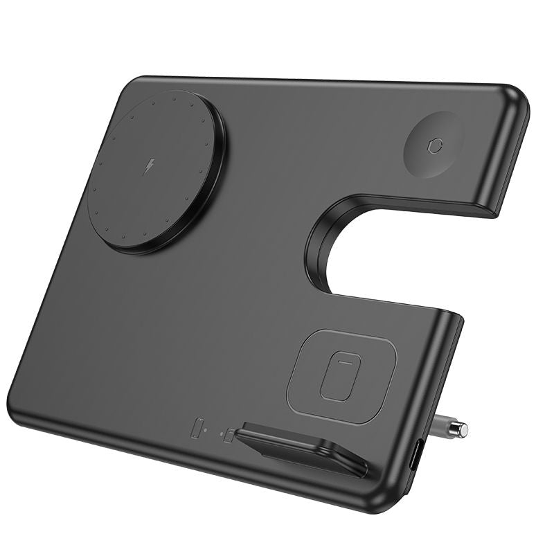 Hoco CQ1 3 in 1 15W Magsafe Magnetic Dock Wireless Charger Folding Stand In Nepal - SajiloShop