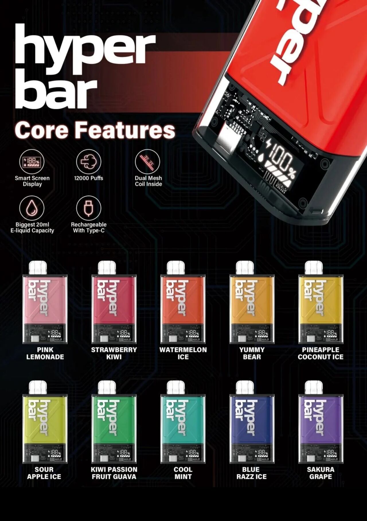 Hyperbar Ultra 12000 Puffs Disposable Vape - SajiloShop